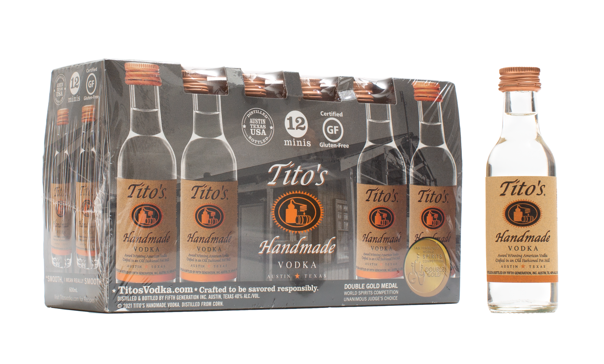 TITO'S HANDMADE VODKA 50ML SLEEVE (12 BOTTLES) - BeverageWarehouse
